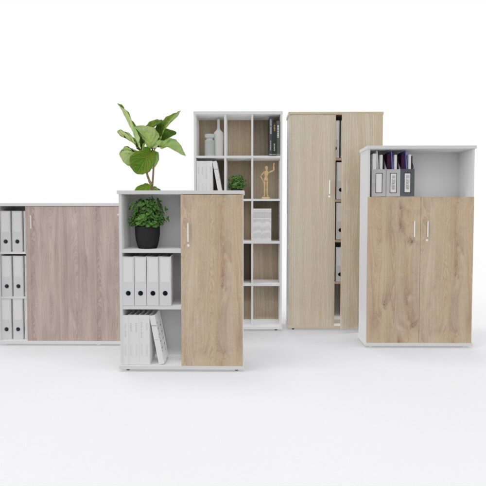 Projekt Bookcase partially closed - ENTRAWOOD office furniture manufacturer